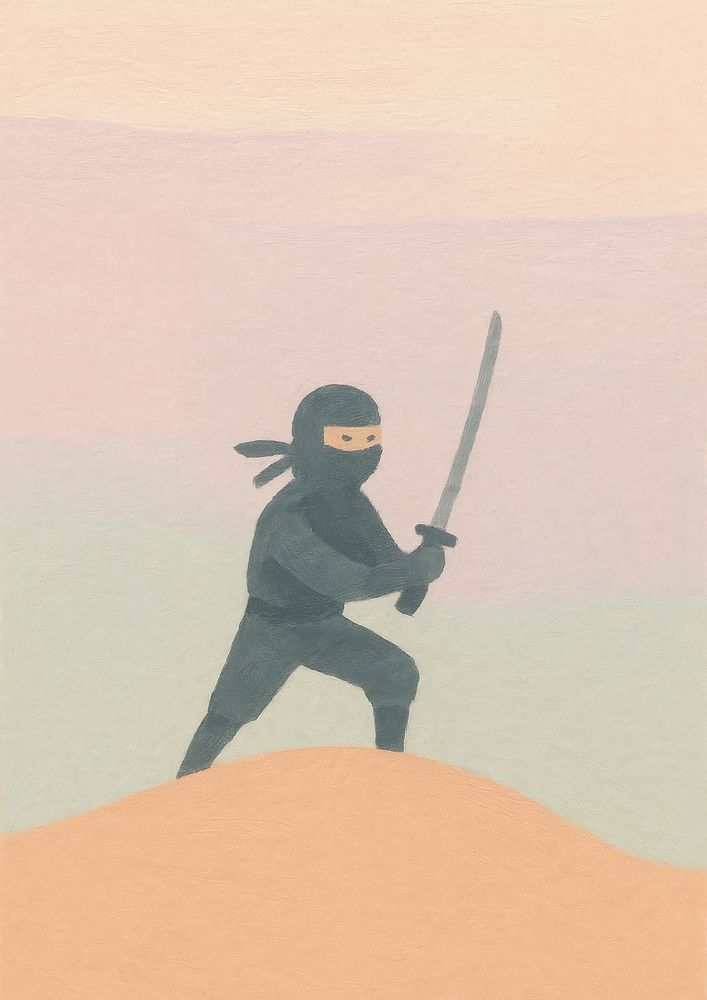 Stealthy ninja poised silhouette | Free Photo Illustration - rawpixel
