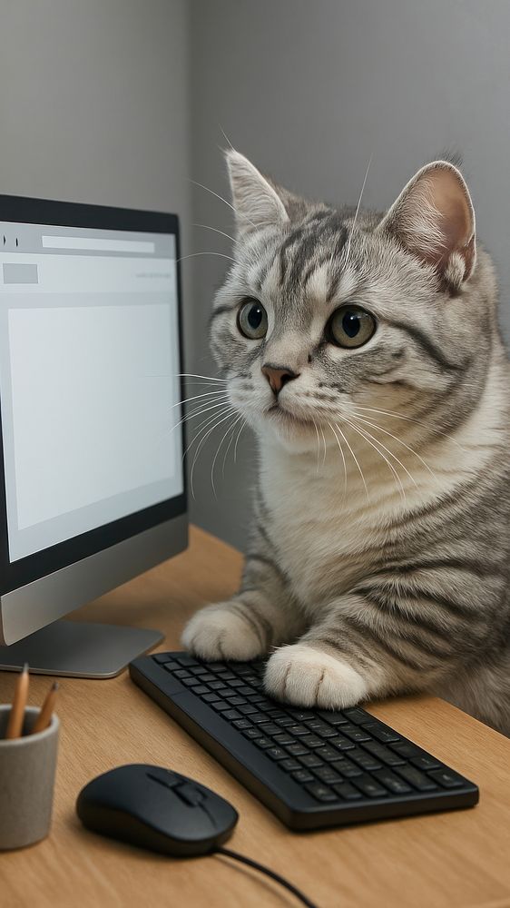 Cat using computer keyboard playfully | Free Photo - rawpixel
