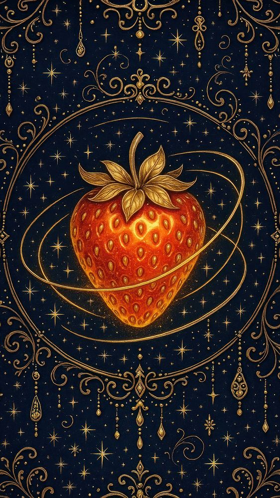 Celestial strawberry with ornate design | Free Photo Illustration - rawpixel