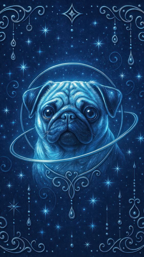 Celestial pug in cosmic design | Free Photo Illustration - rawpixel