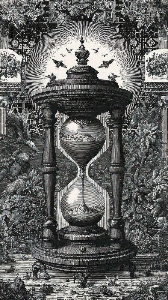 Intricate vintage hourglass mobile wallpaper | Free Photo Illustration ...