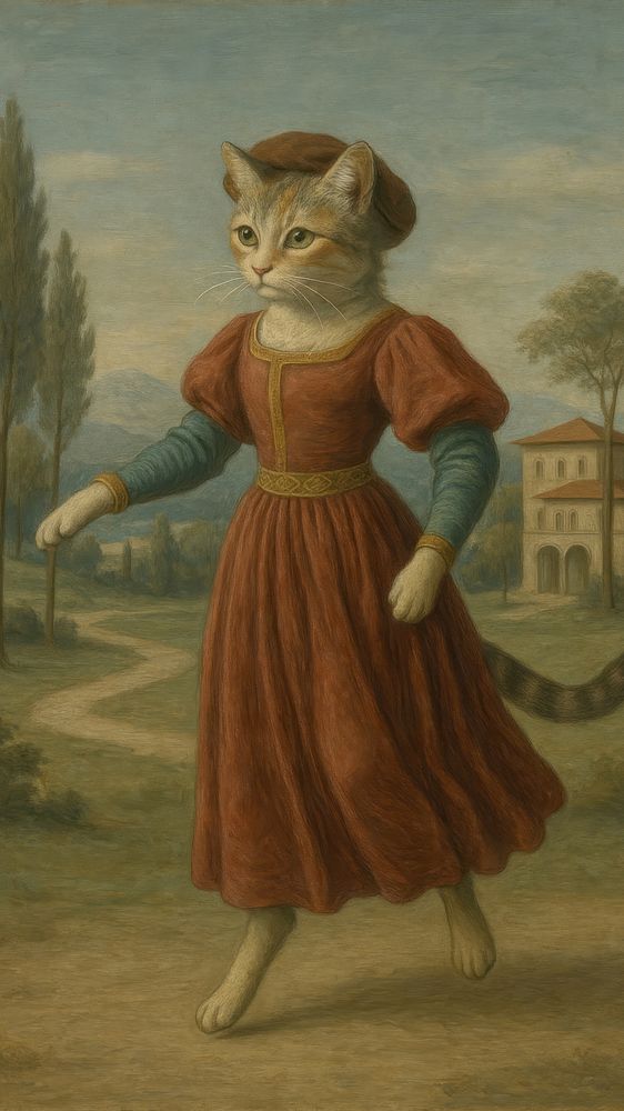 Renaissance cat art elegance mobile | Free Photo Illustration - rawpixel