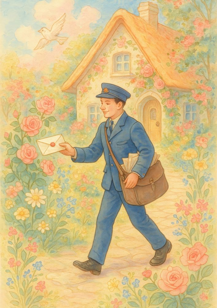 Charming vintage postman illustration | Free Photo Illustration - rawpixel