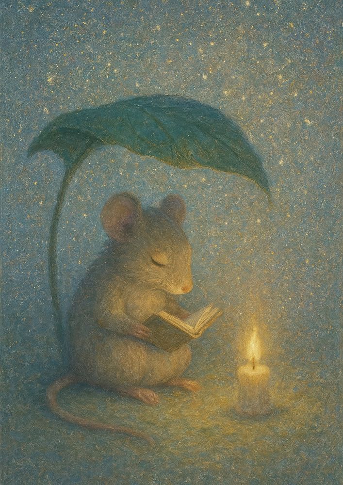 whimsical illustration mouse reading book | Free Photo Illustration ...