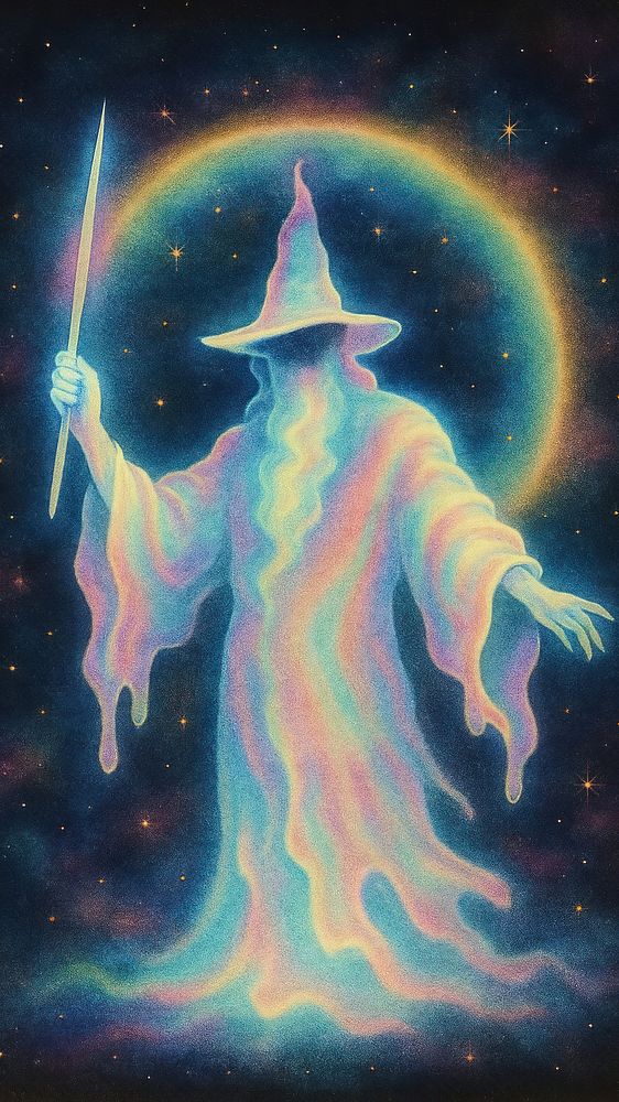 Mystical wizard cosmic glow mobile | Free Photo Illustration - rawpixel