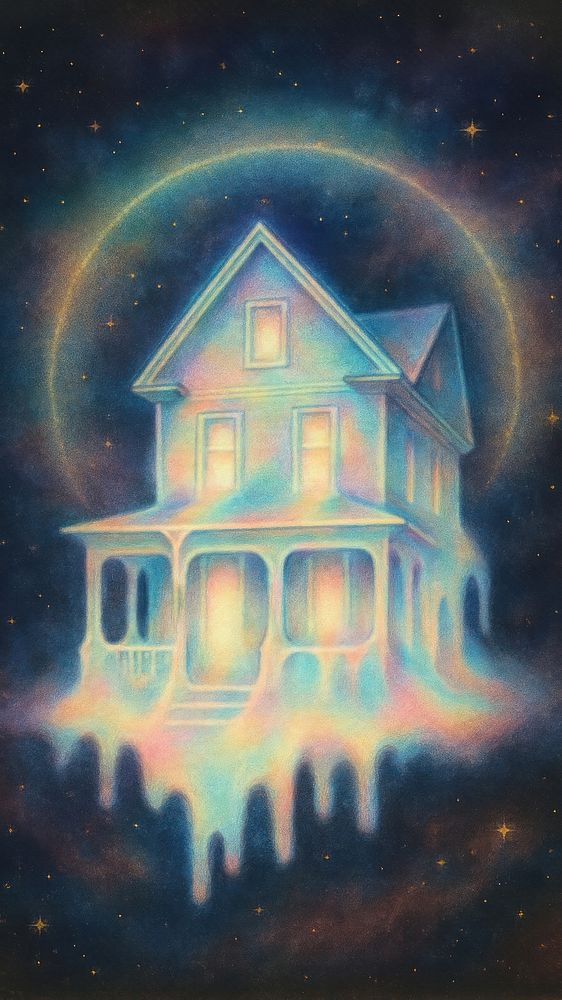 Surreal glowing ethereal house mobile | Free Photo Illustration - rawpixel