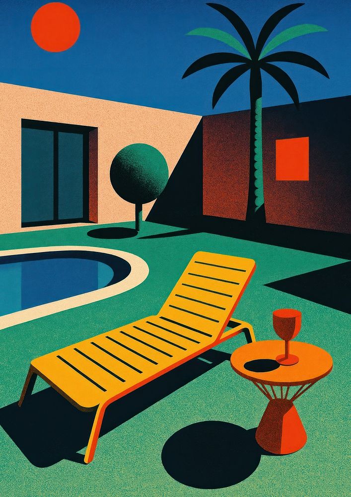 Retro tropical poolside art | Free Photo Illustration - rawpixel
