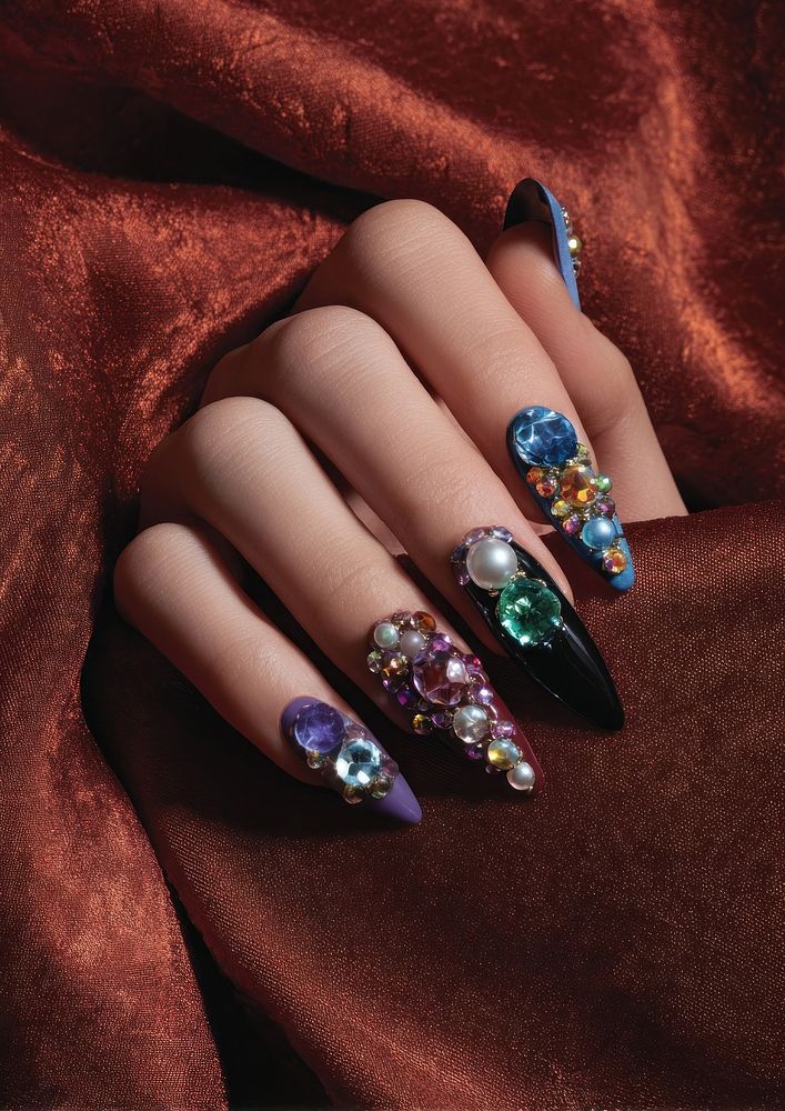 Elegant jeweled nail art design | Free Photo - rawpixel