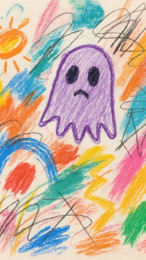 Colorful crayon ghost drawing mobile | Free Photo Illustration - rawpixel