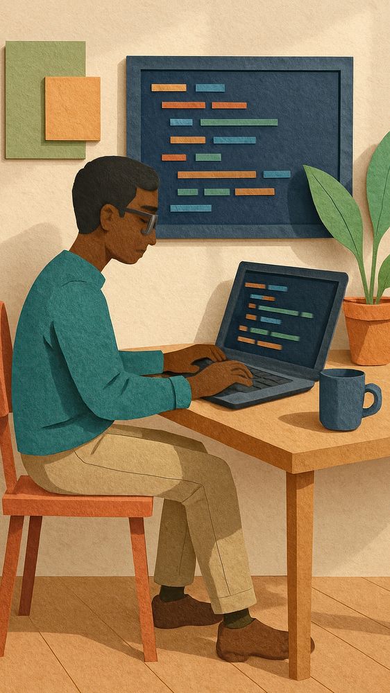 Cozy workspace coding mobile wallpaper | Free Photo Illustration - rawpixel