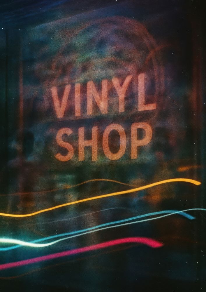 Retro neon vinyl shop vibes | Free Photo - rawpixel