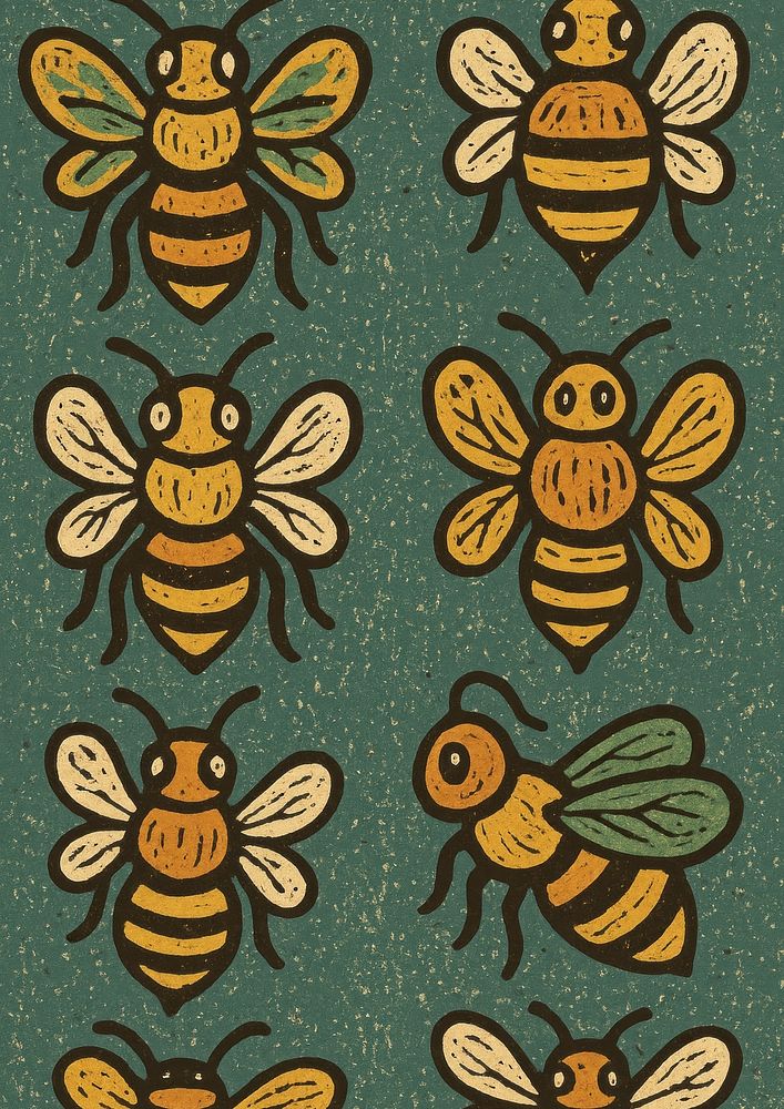 Vintage bees pattern wallpaper | Free Photo Illustration - rawpixel