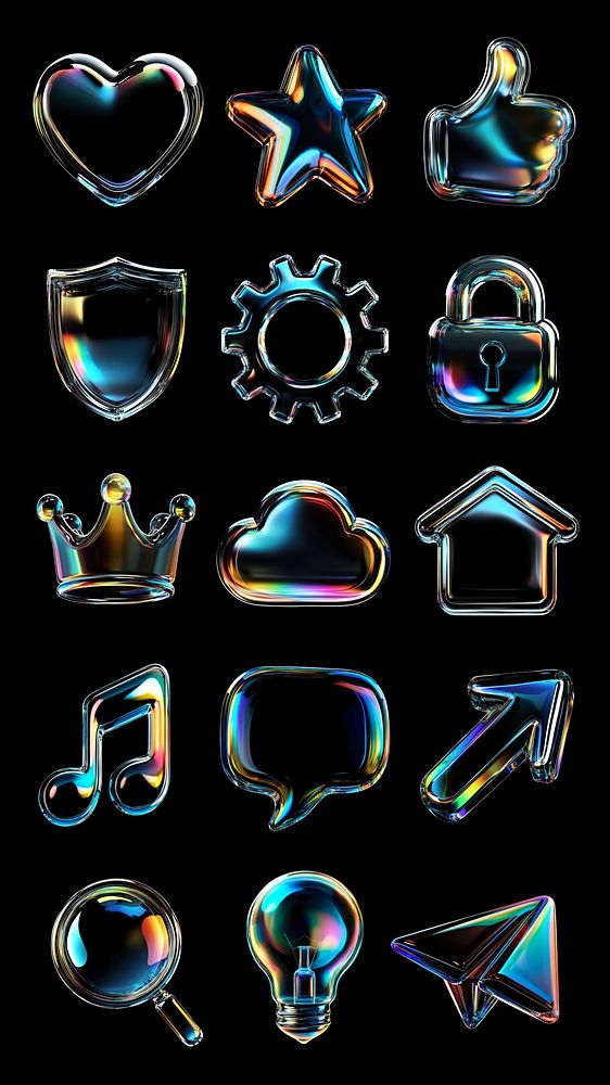 Glossy 3D icons collection, isolated | Free Photo - rawpixel