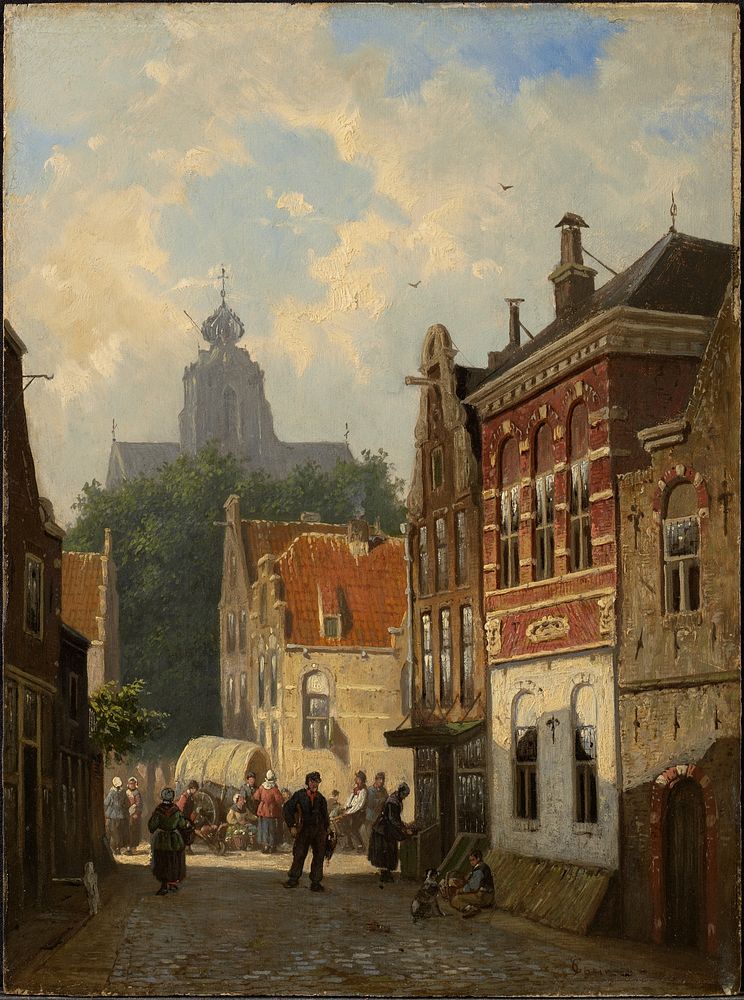 Dutch Street Scene (c. 1850–55) | Free Photo Illustration - rawpixel