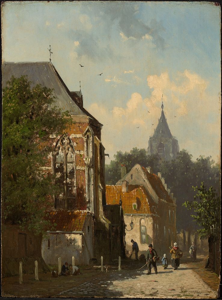 Dutch Street Scene (c. 1850–55) | Free Photo Illustration - rawpixel