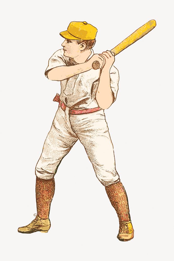 Hand drawn baseball player design | Free Vector Sticker - rawpixel