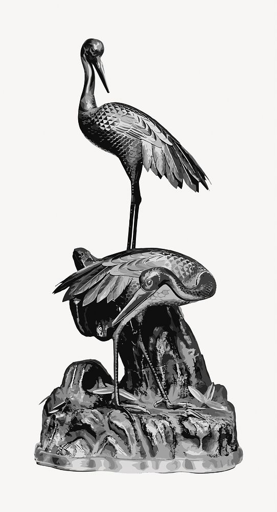 Antique print two Sarus cranes | Free Vector - rawpixel