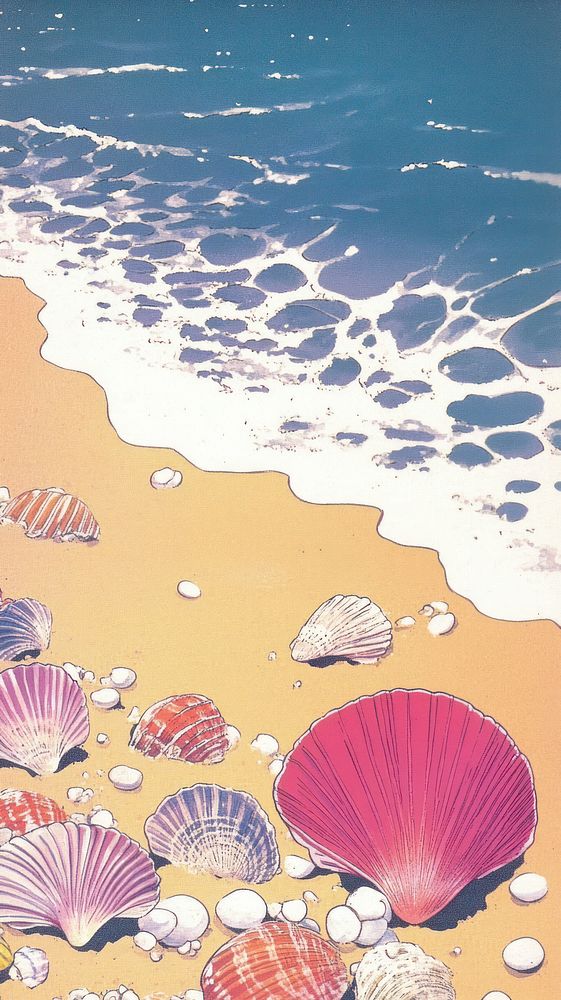 Impression beach have shells illustration | Free Photo Illustration ...