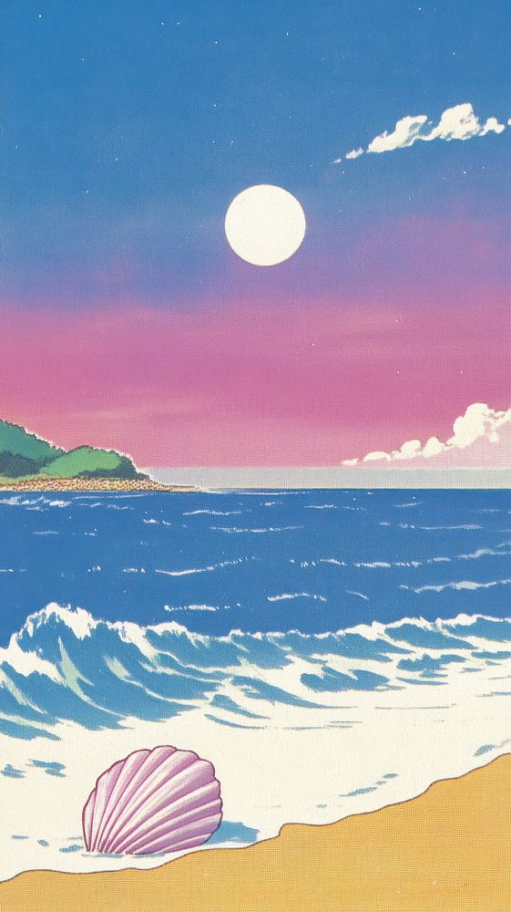 Impression beach have shells wallpaper | Free Photo Illustration - rawpixel