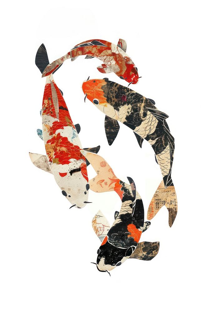 Koi fish shape collage cutouts | Free Photo Illustration - rawpixel