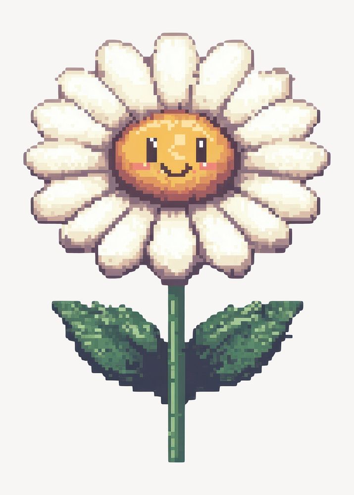 Daisy illustration pixelated flower vector | Free Vector - rawpixel