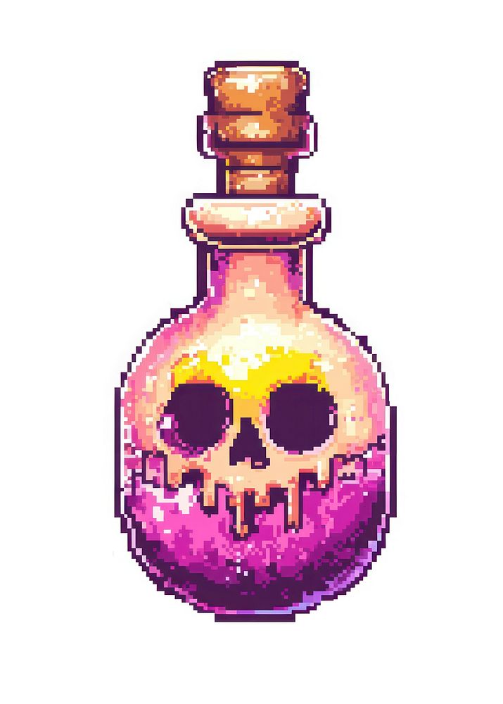 Poison pixelated bottle design. | Free Photo Illustration - rawpixel