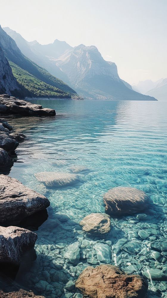 Lake nature wallpaper landscape shoreline | Free Photo - rawpixel