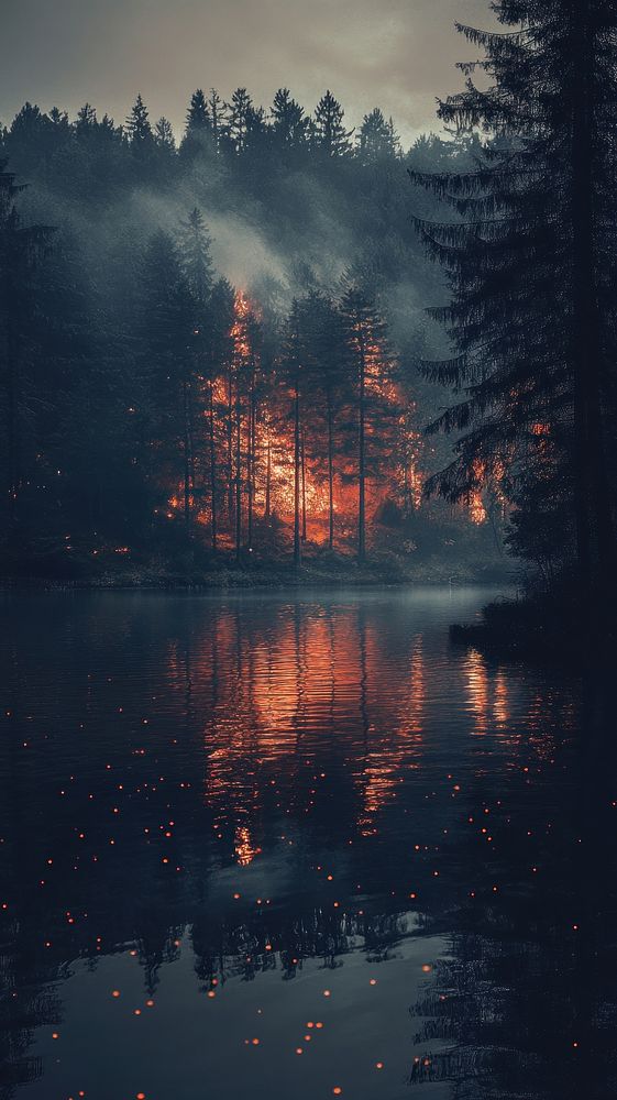 Nature wallpaper fire reflection atmosphere. | Free Photo - rawpixel
