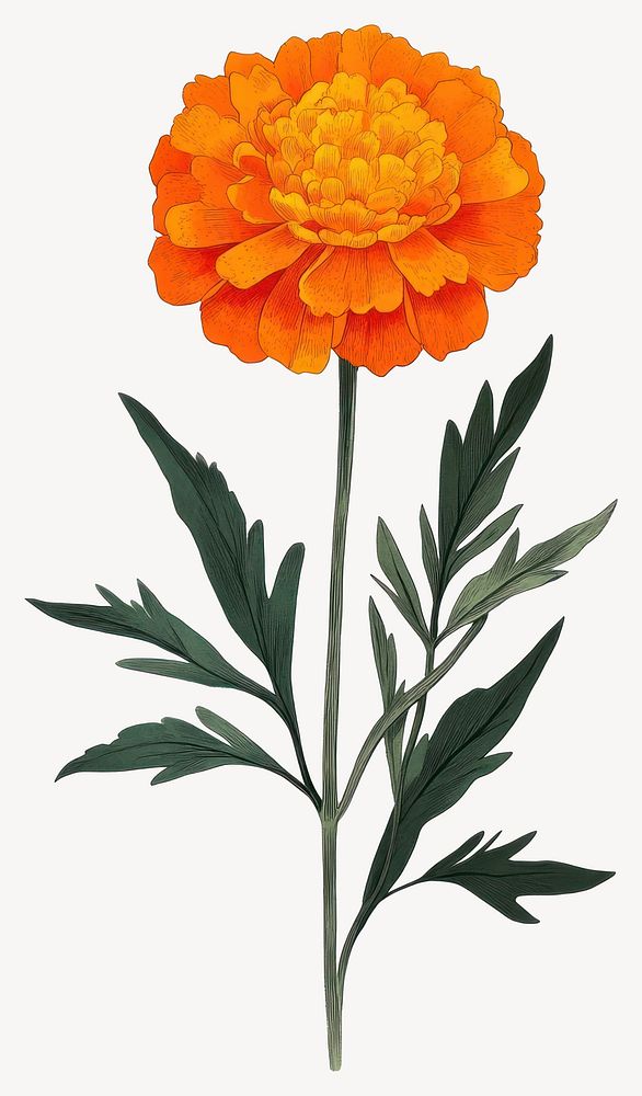 Marigold illustration marigold vibrant vector | Free Vector - rawpixel