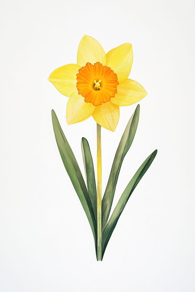 Daffodil daffodil illustration flower. | Free Photo Illustration - rawpixel