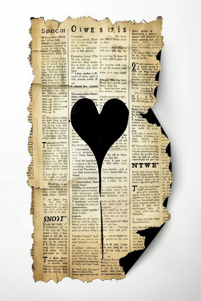 Heart newspaper vintage black. | Free Photo - rawpixel