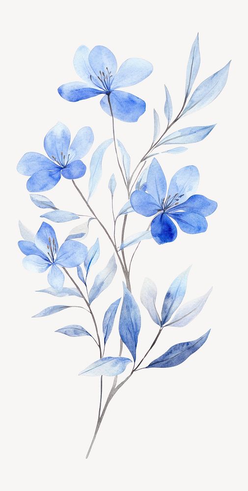 Watercolor blue wild leaves illustration | Free Vector - rawpixel