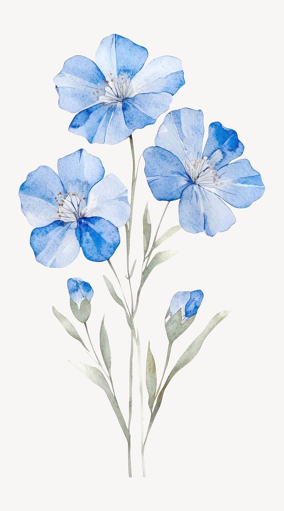 Watercolor blue wildflower flowers illustration | Free Vector - rawpixel