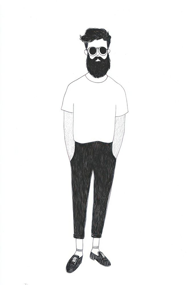 hipster man standing illustration drawing | Free Photo Illustration ...
