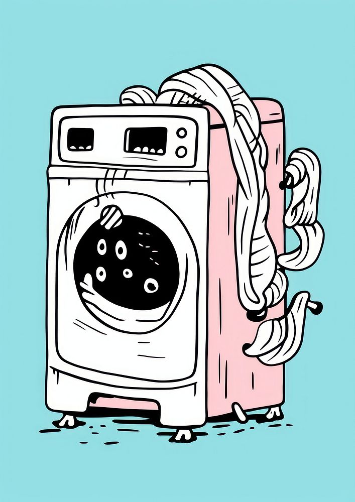 Washing machine cartoon style illustration. | Free Photo Illustration ...