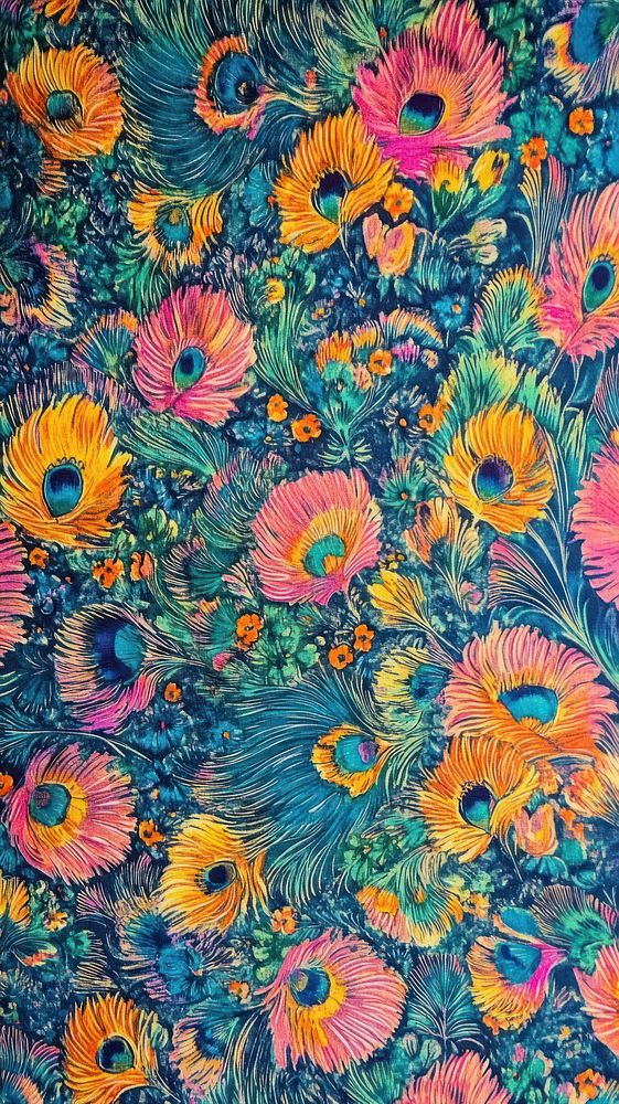 Vintage florals calico wallpaper pattern | Free Photo Illustration ...