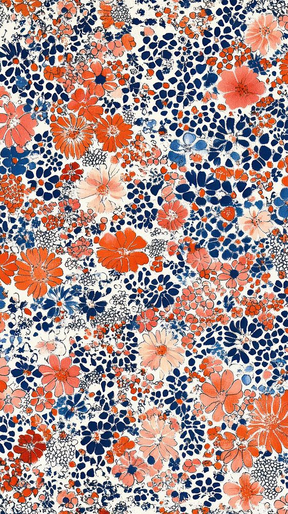 Vintage florals calico wallpaper pattern | Free Photo Illustration ...