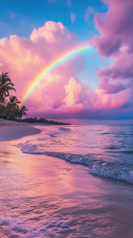 Nature wallpaper landscape rainbow sunset. | Free Photo - rawpixel