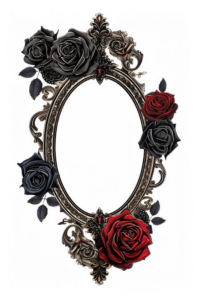 Gothic oval frame roses vintage | Free Photo Illustration - rawpixel