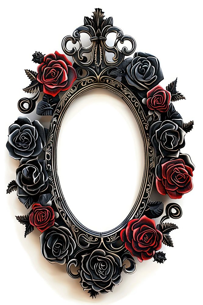 Gothic oval frame roses vintage | Free Photo Illustration - rawpixel