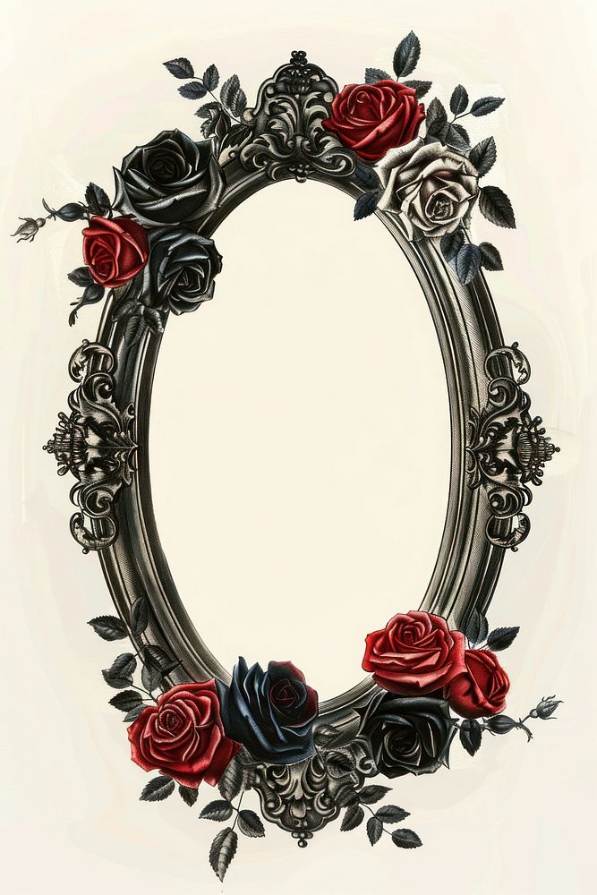 Gothic oval frame roses vintage | Free Photo Illustration - rawpixel