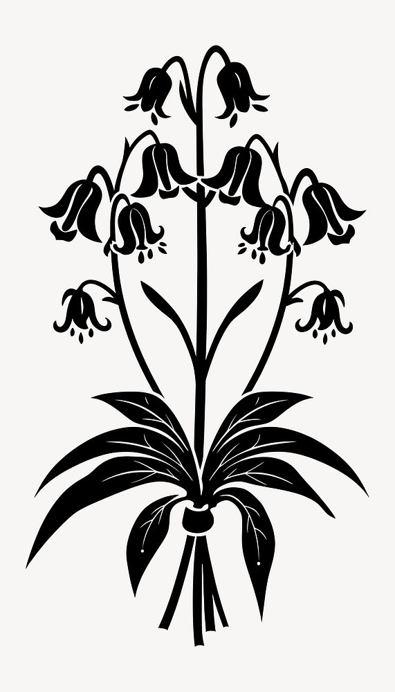 Bluebell silhouette pattern drawing vector | Free Vector - rawpixel