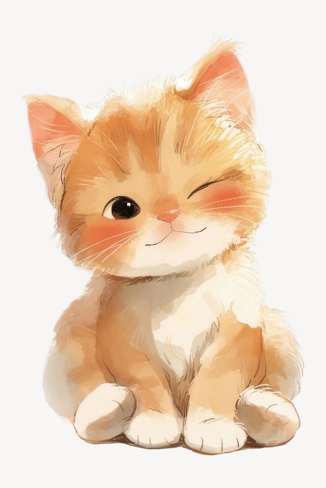 Cat Winking illustration winking kitten | Free Vector Illustration ...