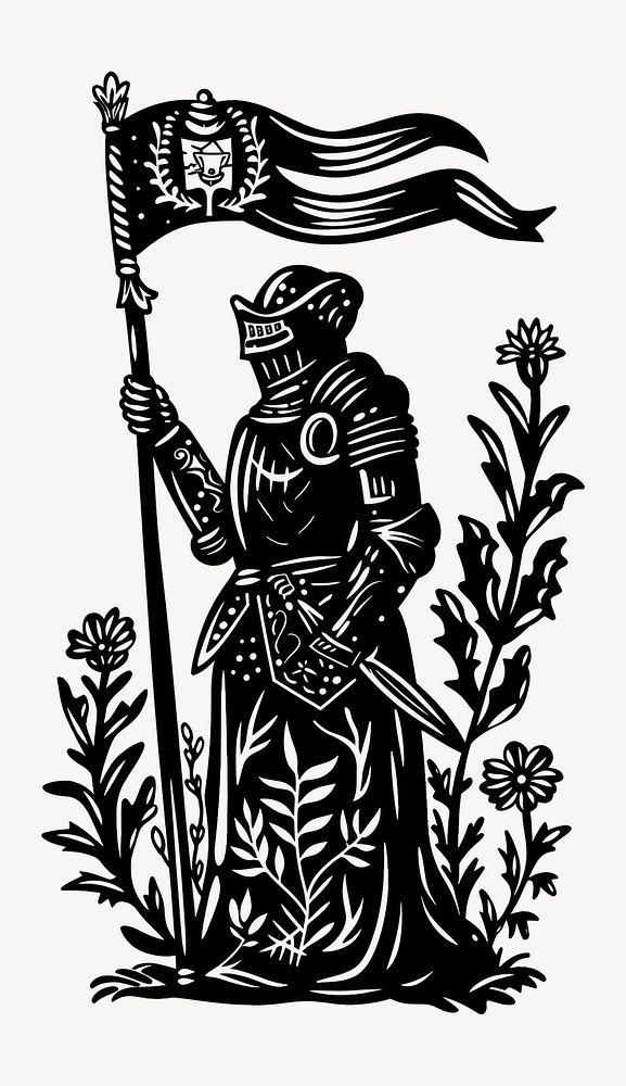 Knight holding flag knight art | Free Vector - rawpixel