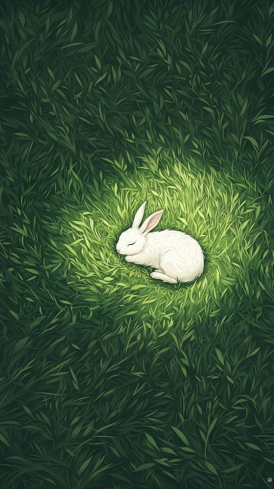 Grass field rabbit green illustration | Free Photo Illustration - rawpixel