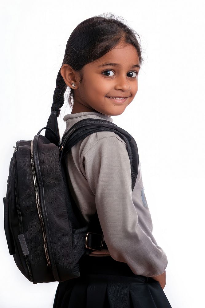 Indian girl smiling backpack school | Free Photo - rawpixel