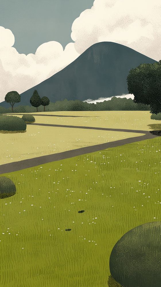 Green grass hill landscape outdoors | Free Photo Illustration - rawpixel