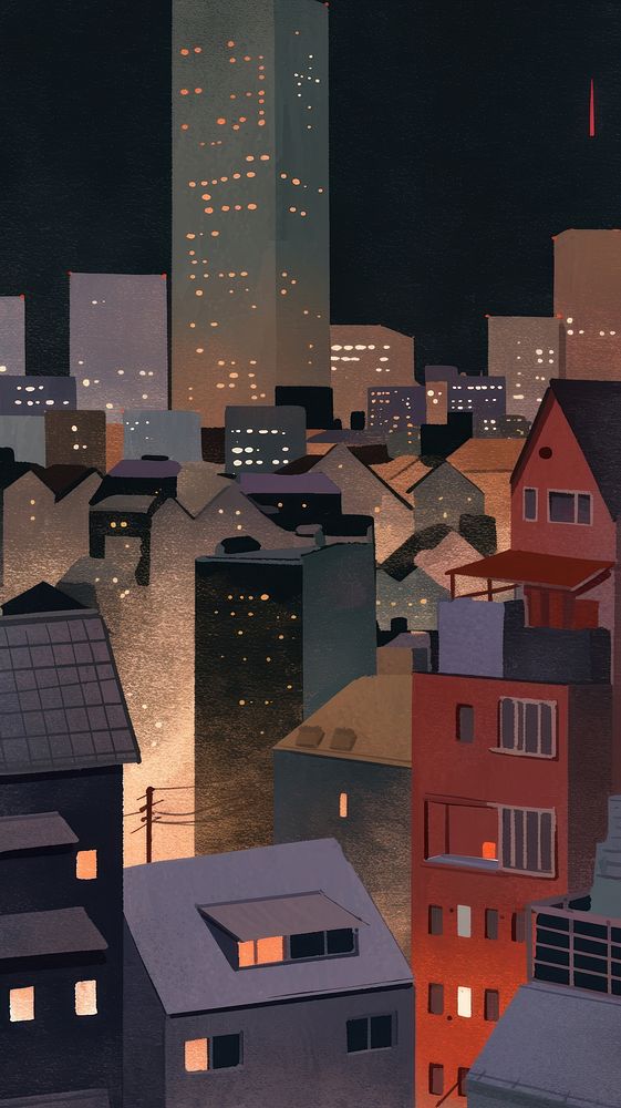 Night sky architecture illustration cityscape. | Free Photo ...