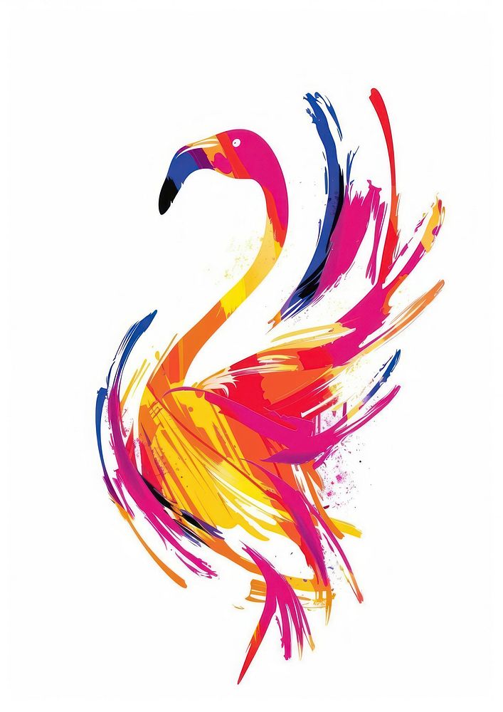 Flamingo shape illustration colorful strokes. | Free Photo Illustration ...