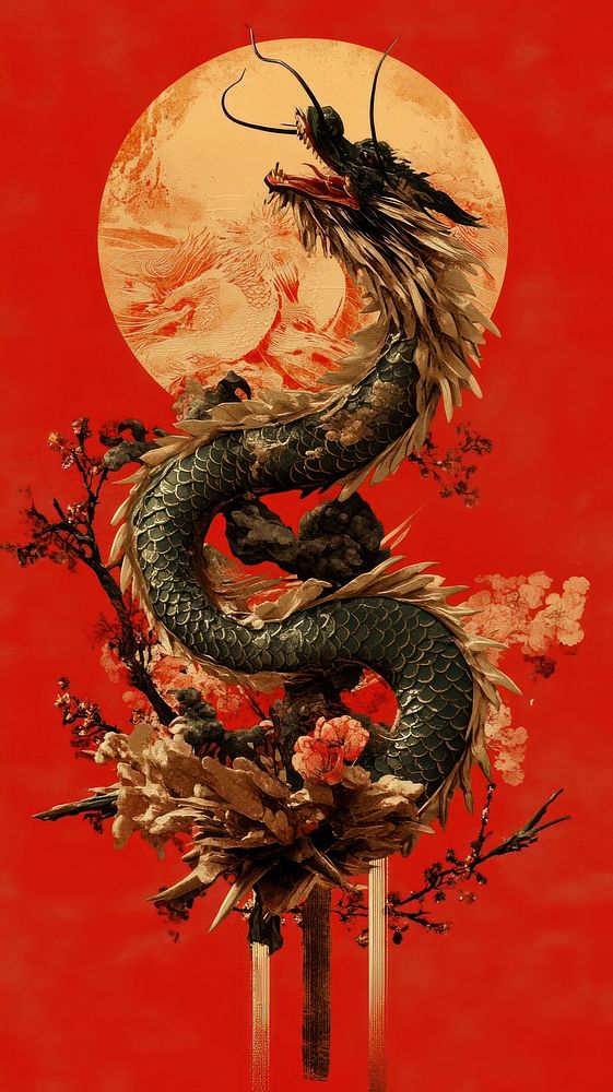 Chinese dragon mobile wallpaper background | Free Photo Illustration ...